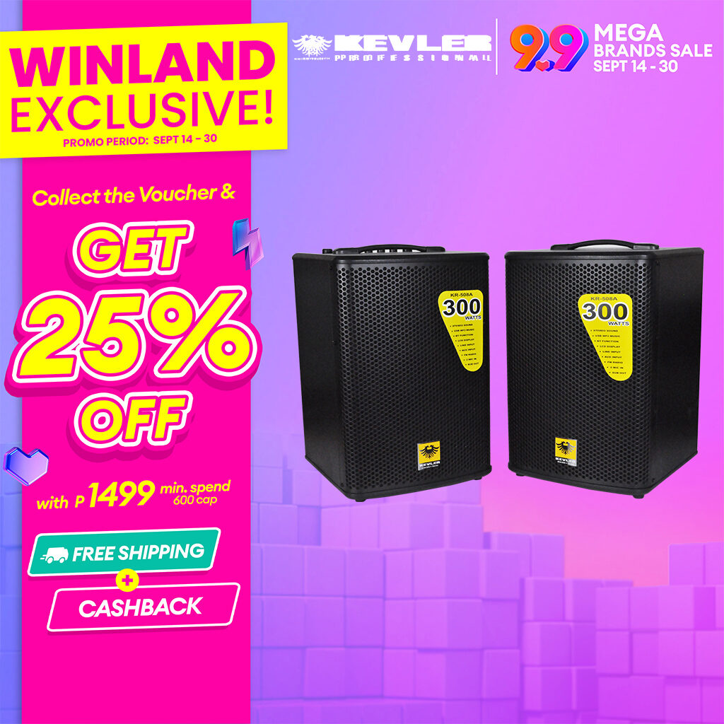 Kevler by Winland 8" 300W x 2 Active Speaker System 2 Way Bass Reflex KR-508A W/ Bluetooth/ USB ...