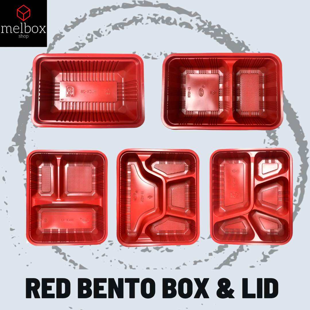 [25 pcs] Red Bento Box with 170-180 microns Lids - 1 2 3 4 5 Division ...