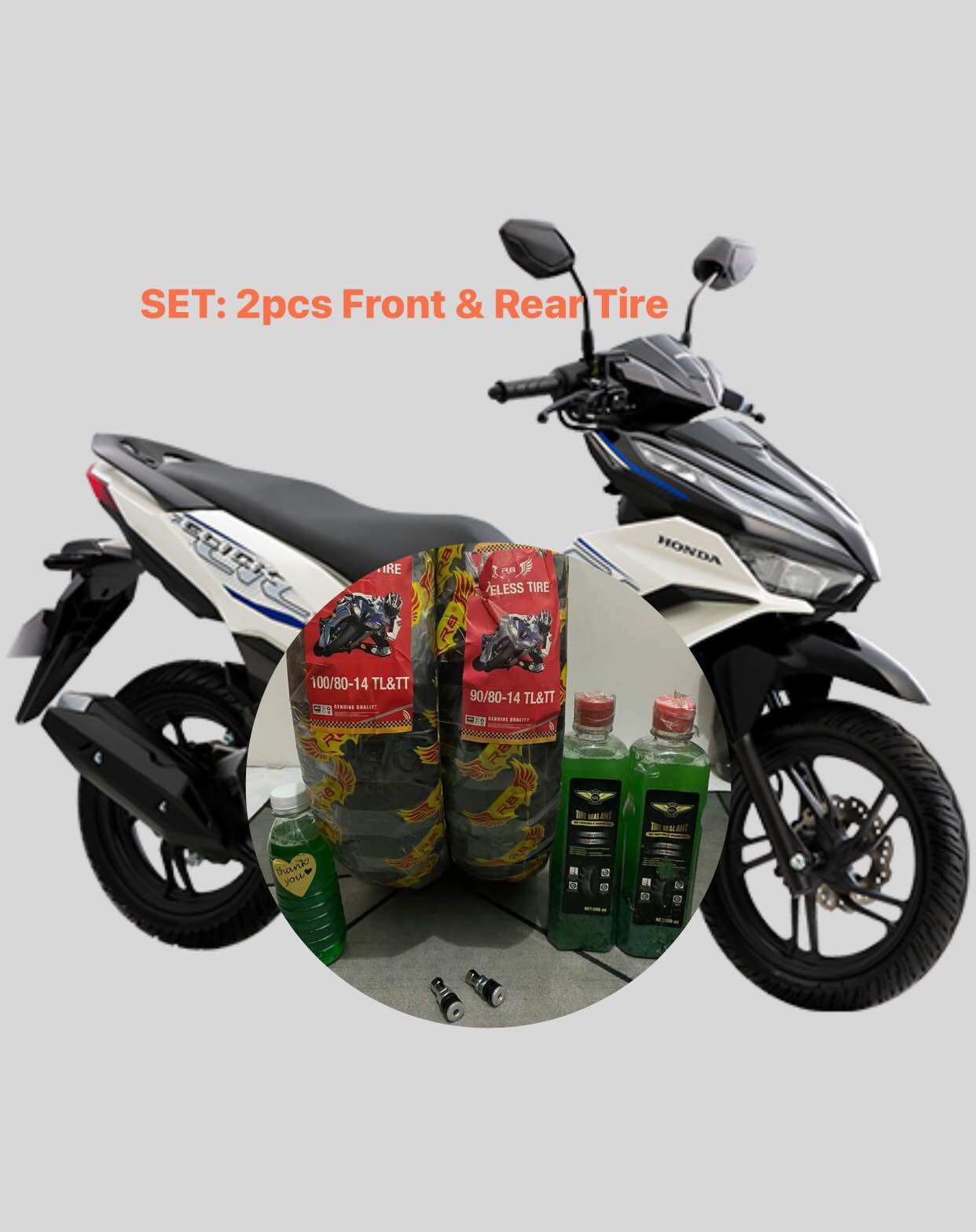 THAILAND TUBELESS TIRE FOR HONDA CLICK 125/150/160cc with FREE Sealant ...