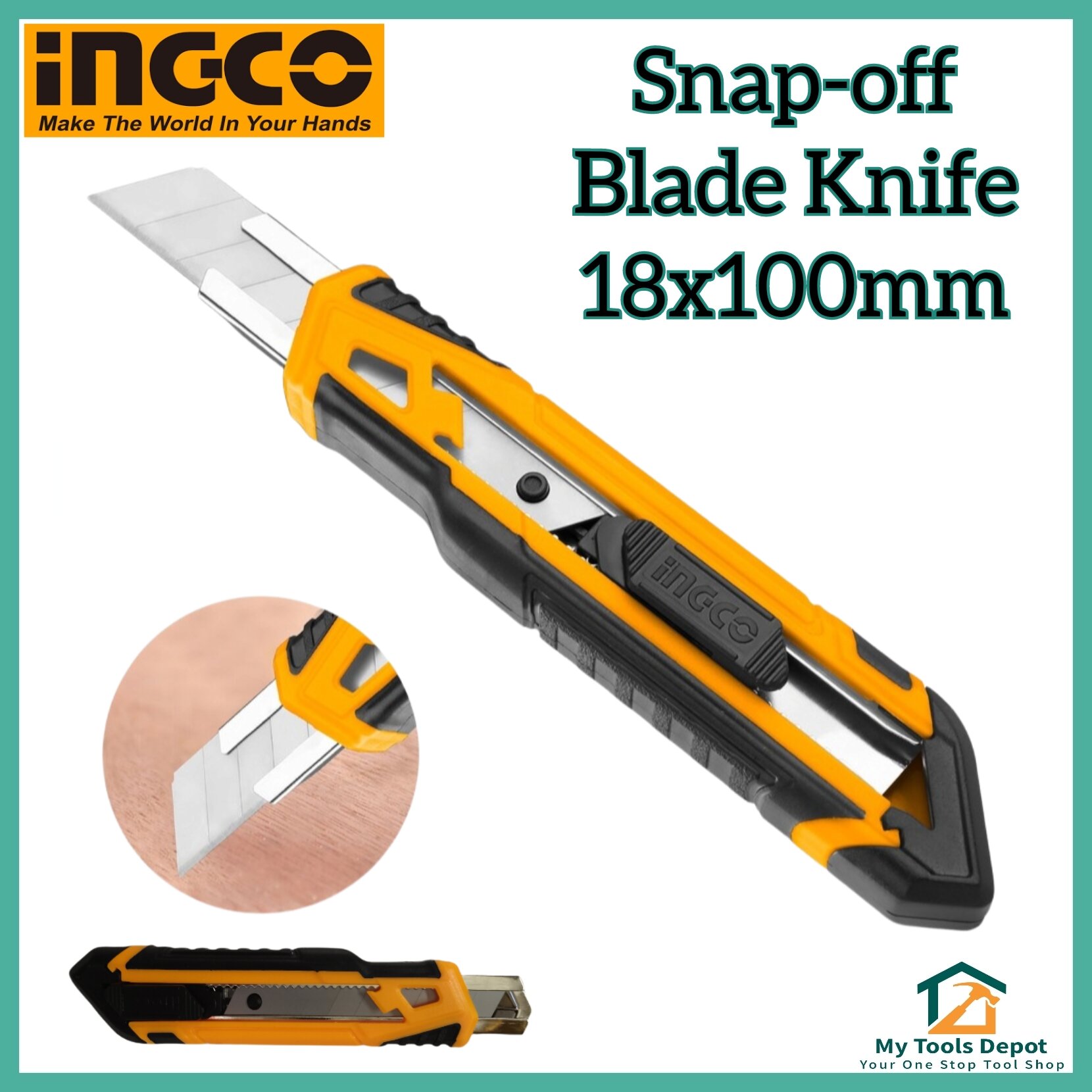 INGCO Snap-OFF Blade Knife 18x100mm SK5 HKNS16518 | Lazada PH