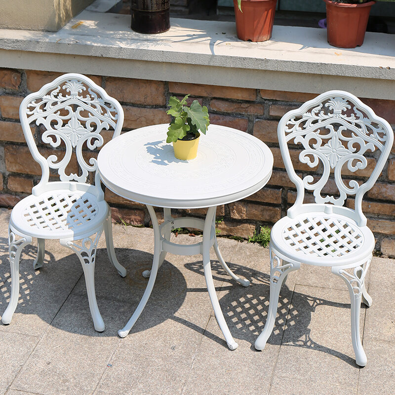 Maike Courtyard Table and Chair Outdoor Dining Tables and Chairs Metal ...