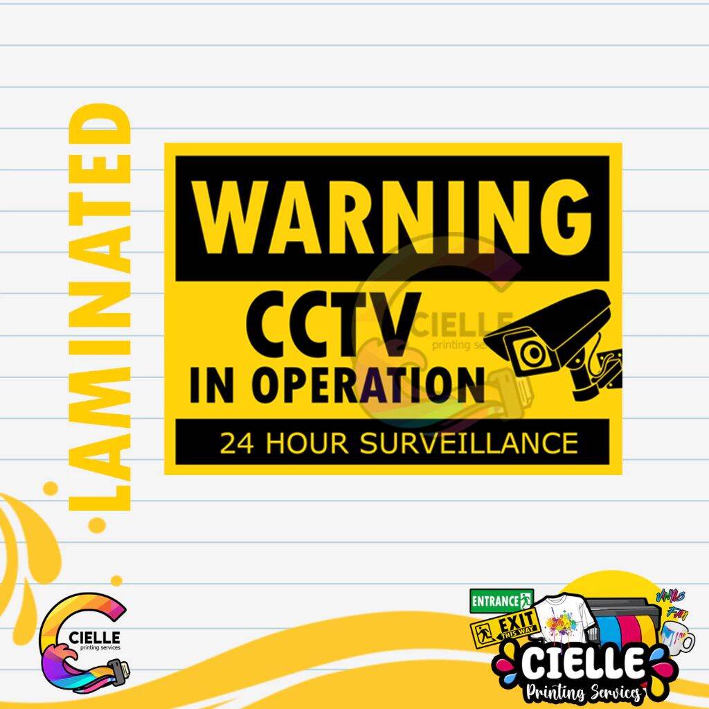 CCTV - LAMINATED SIGNAGE (Waterproof) A4 Size - Approximately 8x12 ...