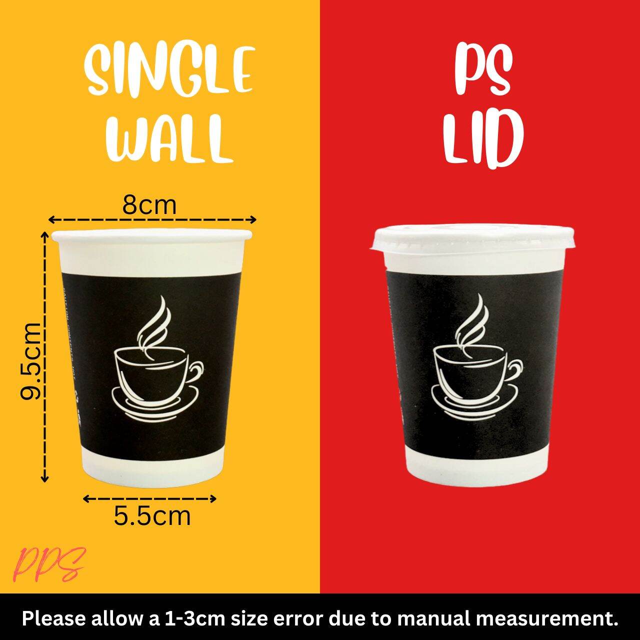 8oz Disposable Hot Coffee Cup Single Wall Paper Cup With Ps Lid 30pcs