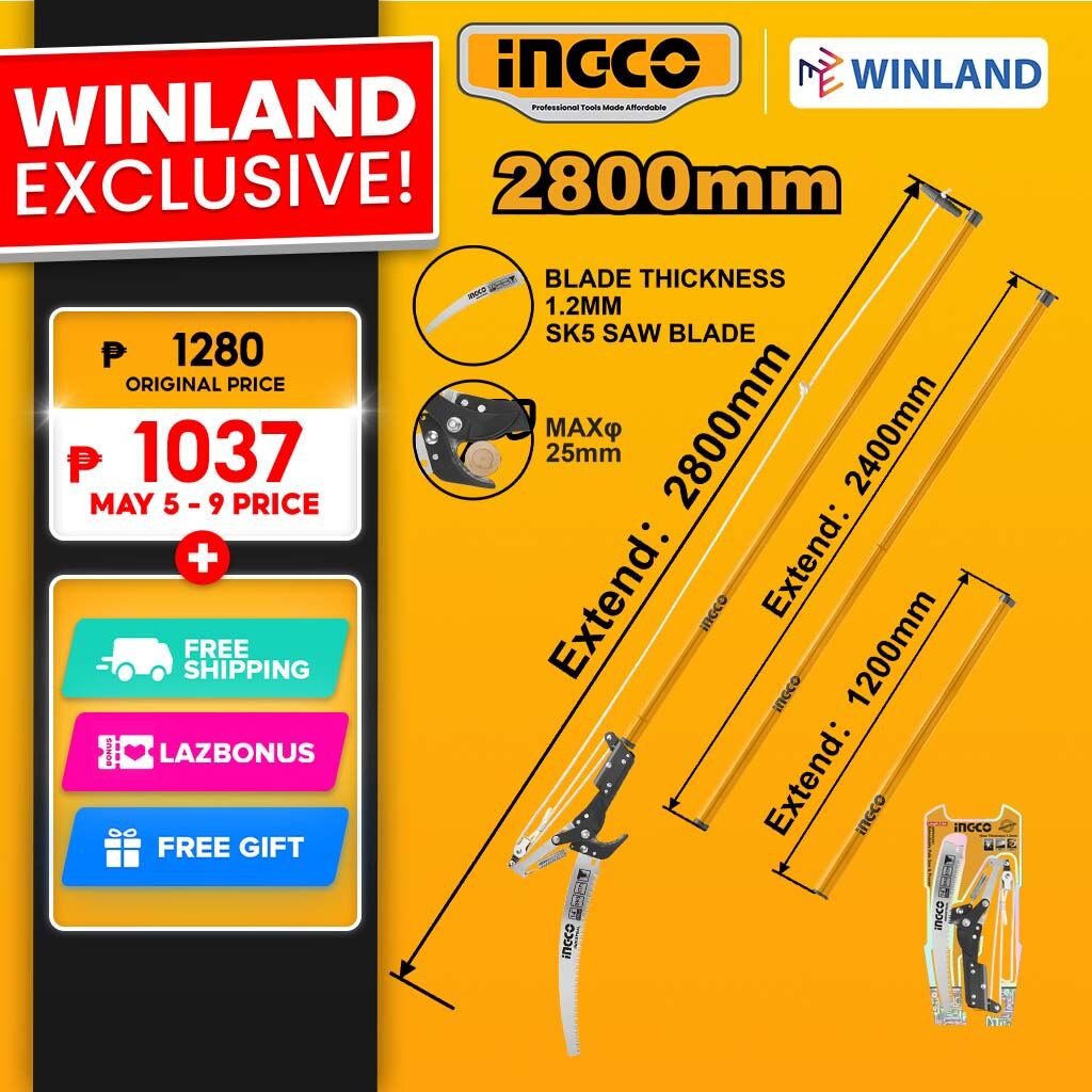 Ingco by Winland Extendable Tree Telescopic Pruner with Saw, Long ...