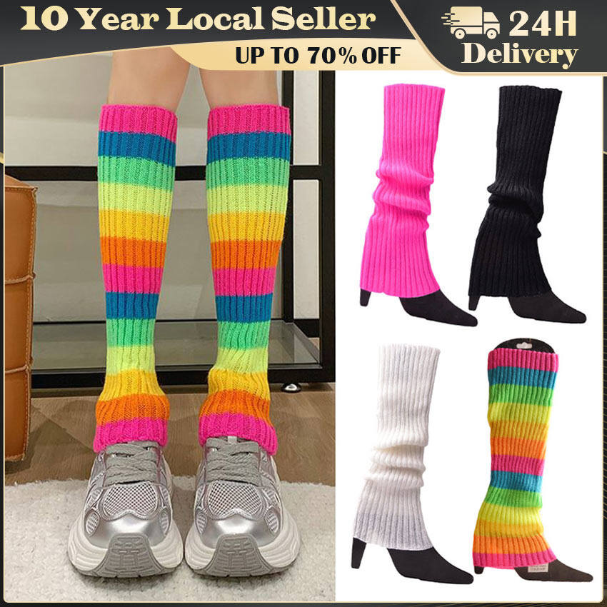 Ecowalson Halloween 80s Neon Colored Knit Leg Warmers Ribbed Bright ...