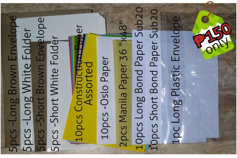 School Bundle Set - Folders, Brown Envelopes, Oslo, Bond Paper, Manila ...