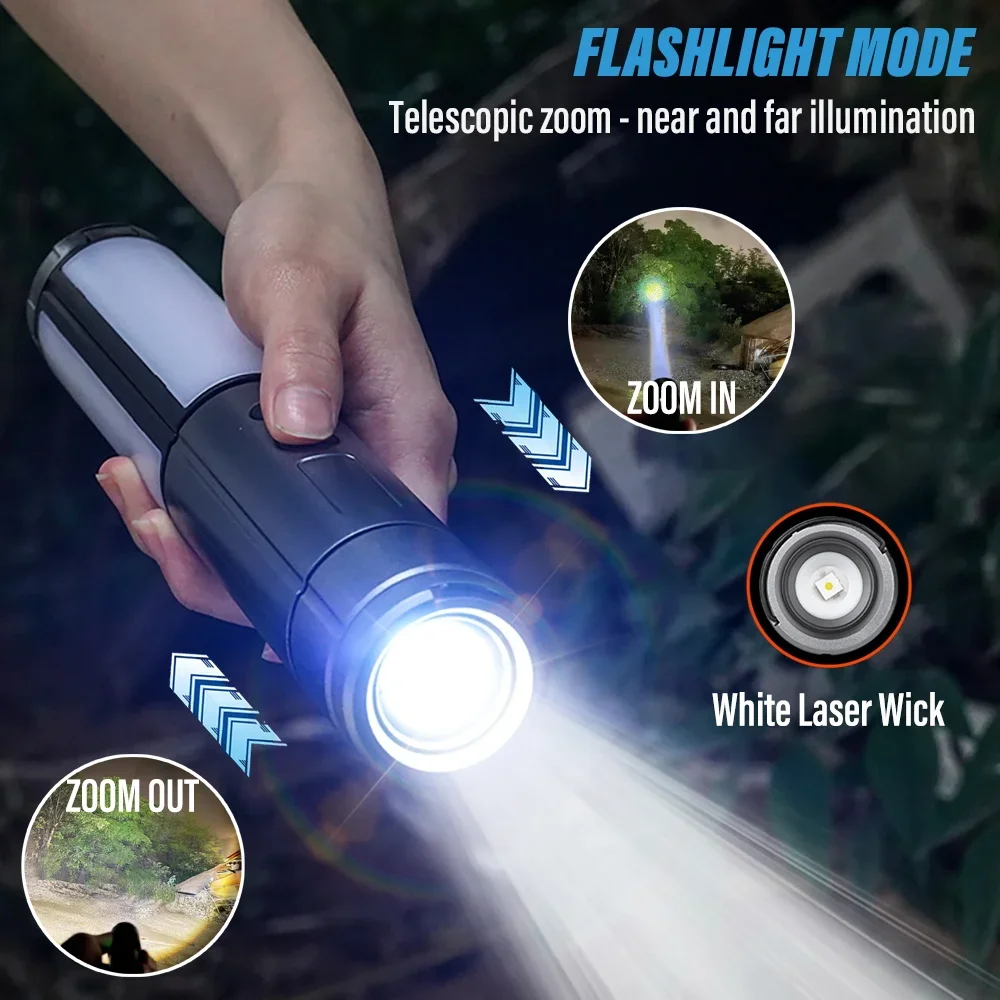 Folding Camping Light Portable Flashlight Telescopic Lantern USB ...