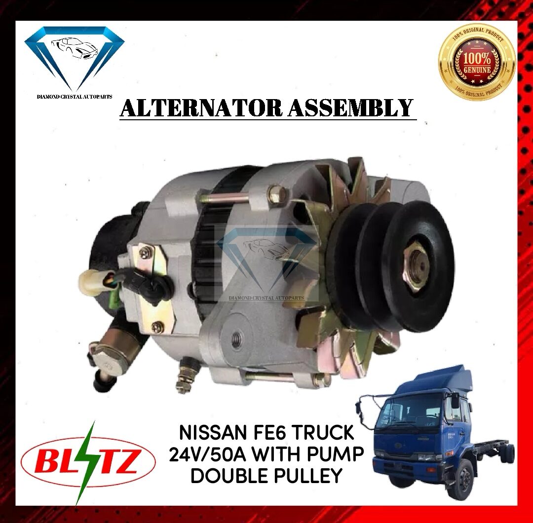 ALTERNATOR ASSEMBLY NISSAN FE6 TRUCK 24V/50A (W/ VACUUM PUMP) DOUBLE ...