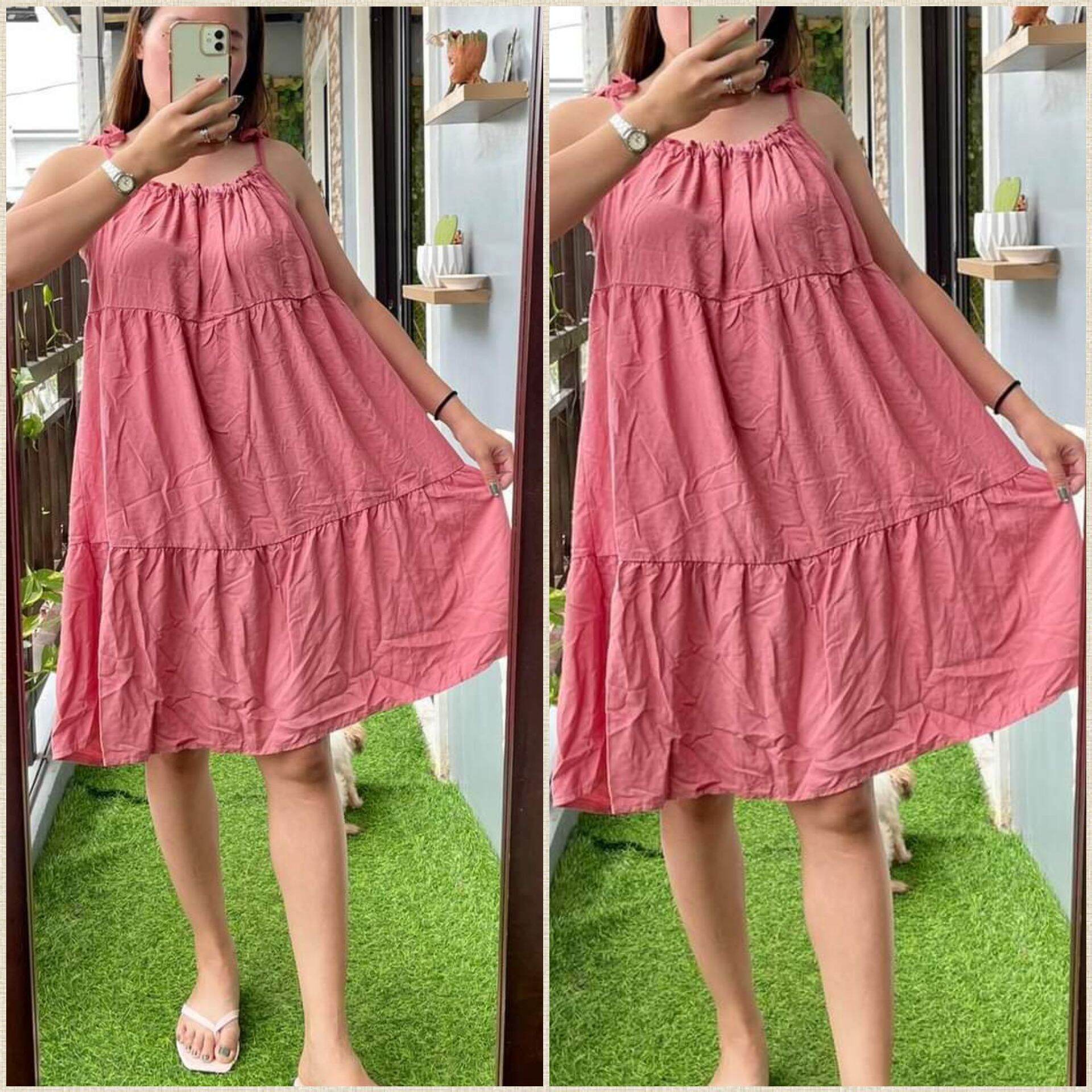 CHALLISE PLAIN ISLA DRESS FREE SIZE FITS UP TO XL | Lazada PH