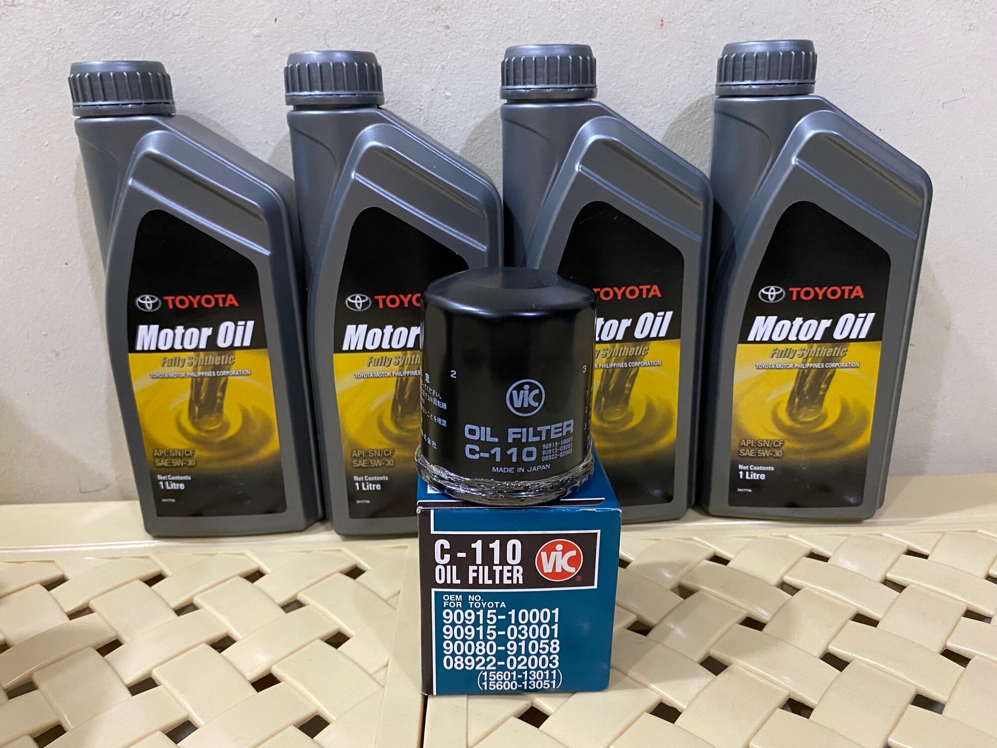 Toyota Fully Synthetic 5W-30 4Liters and Vic C110 oil filter | Lazada PH