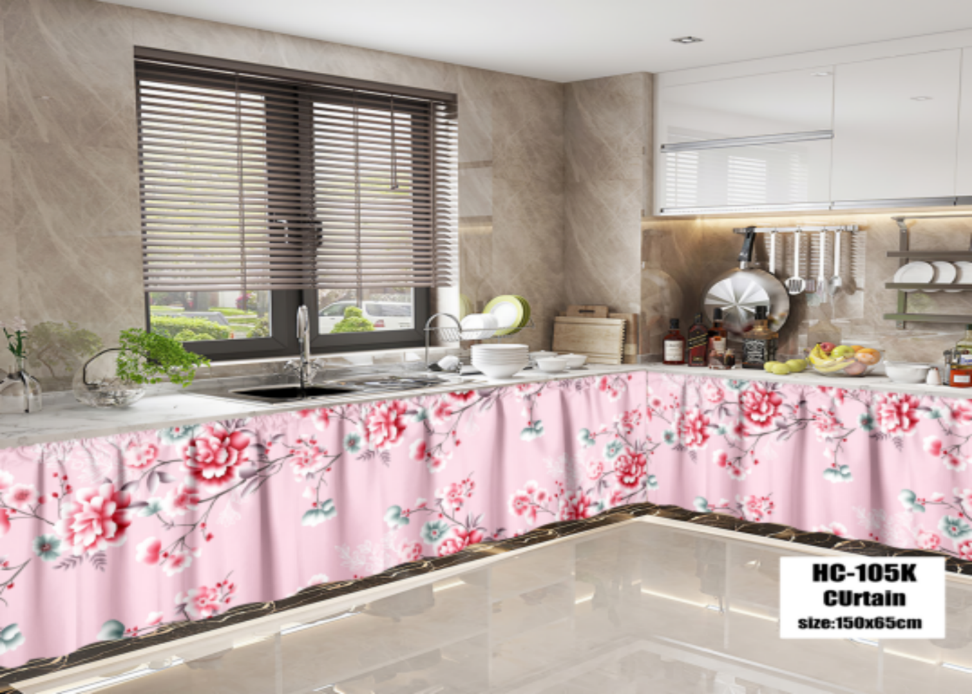 MILVIDAS Kitchen Lababo Curtain 1pcsx 150cm & 65cm Short Cover Cabinet ...