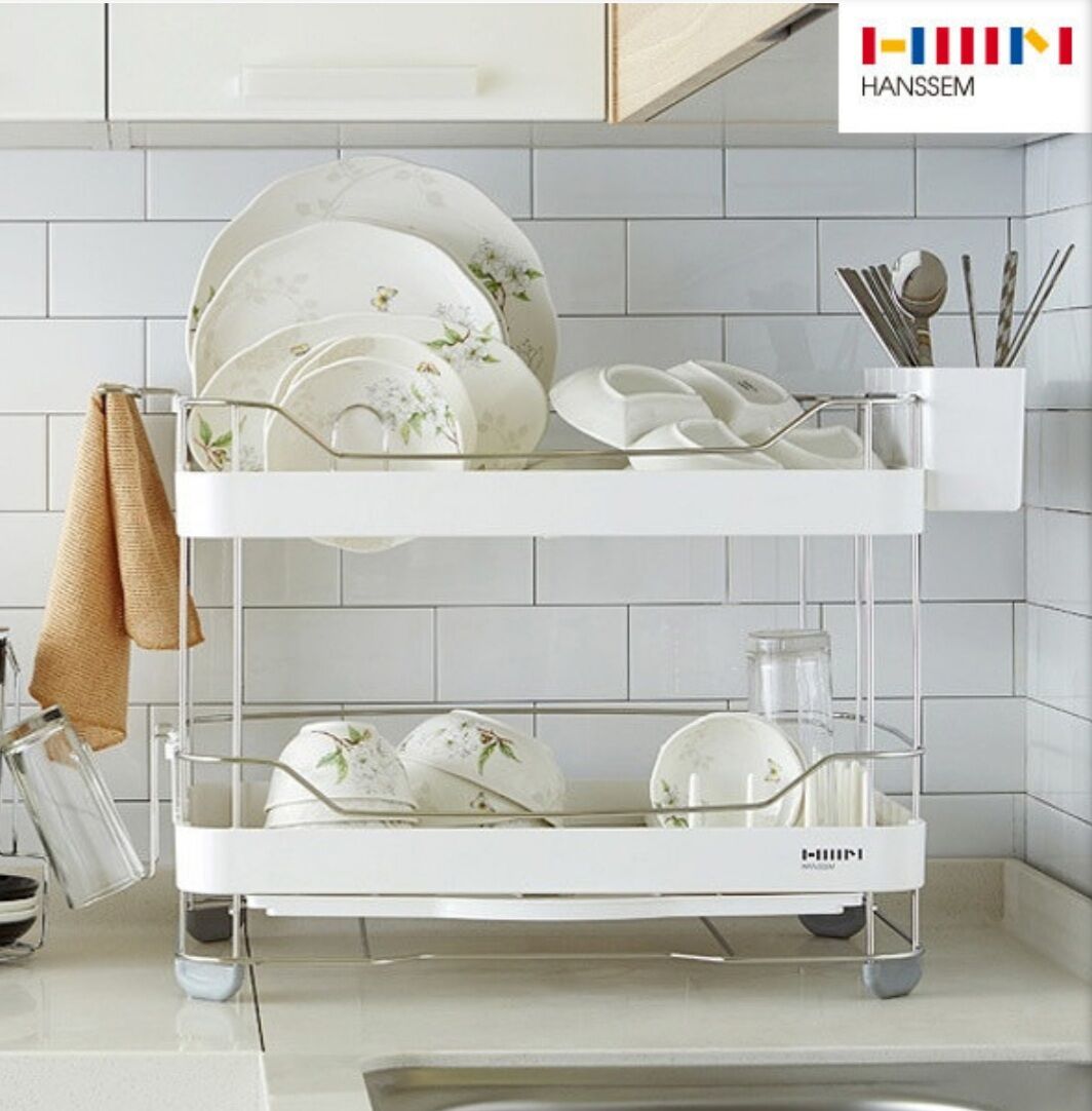 Hanssem Wide System Dish Rack 2 Tier White | Lazada PH