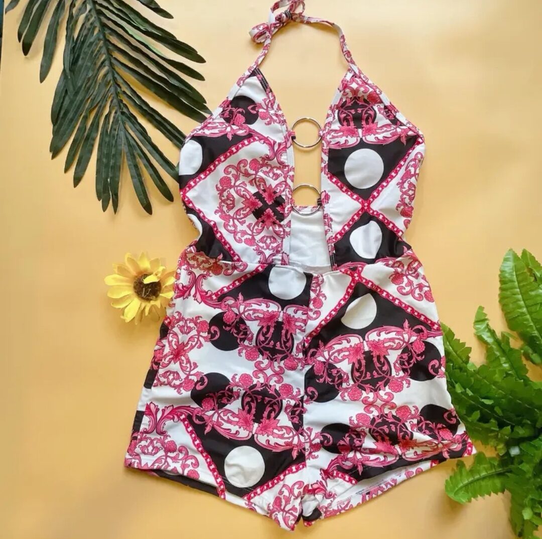 SHEIN ~ Aztec Print Boyleg One-Piece Swimsuit MEDIUM | Lazada PH