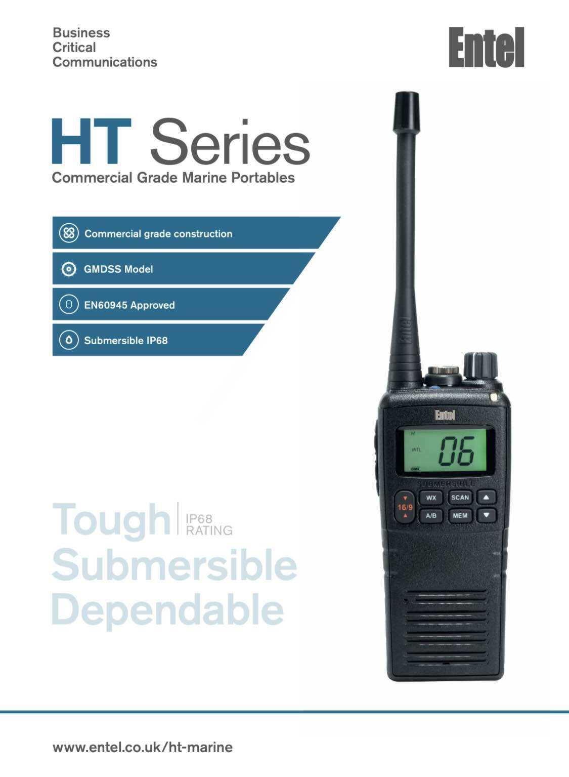 ENTEL HT644 Portable-Radio VHF Submersible LCD Marine Two Way Radio ...