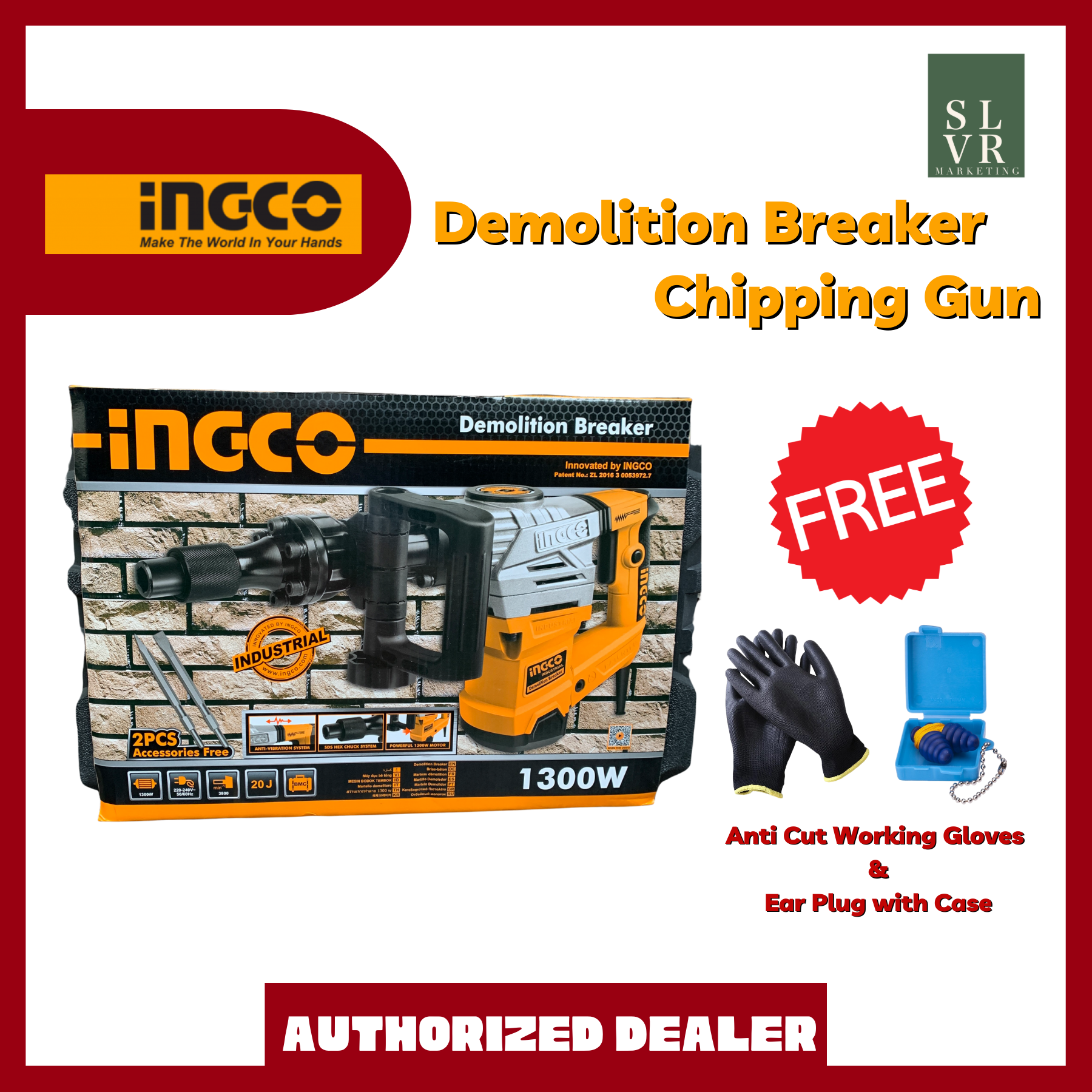 SLVR | INGCO Powertools Demolition Breaker 6 kg1300W Model: PDB13008 ...