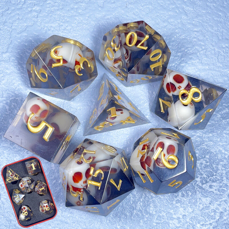 7pcs Skull Bones Resin Dice Sets for COC MTG RPG Role Playing Dungeons ...