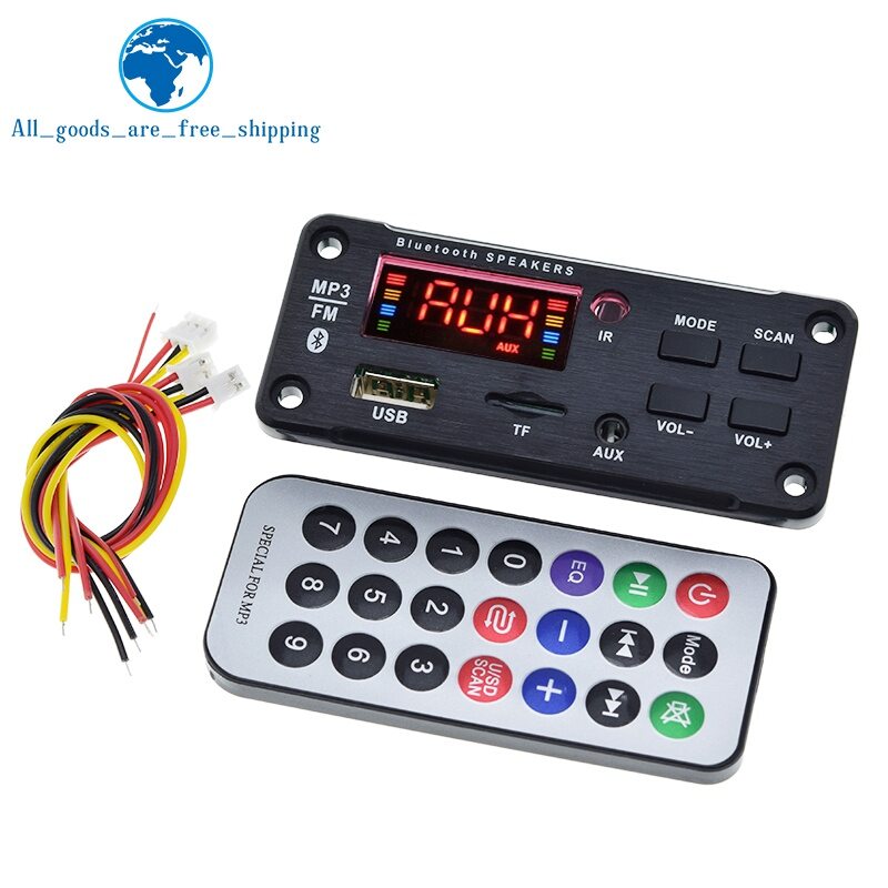 TZT MP3 Decoder Board Color Screen Bluetooth V5.0 Car MP3 Player USB ...