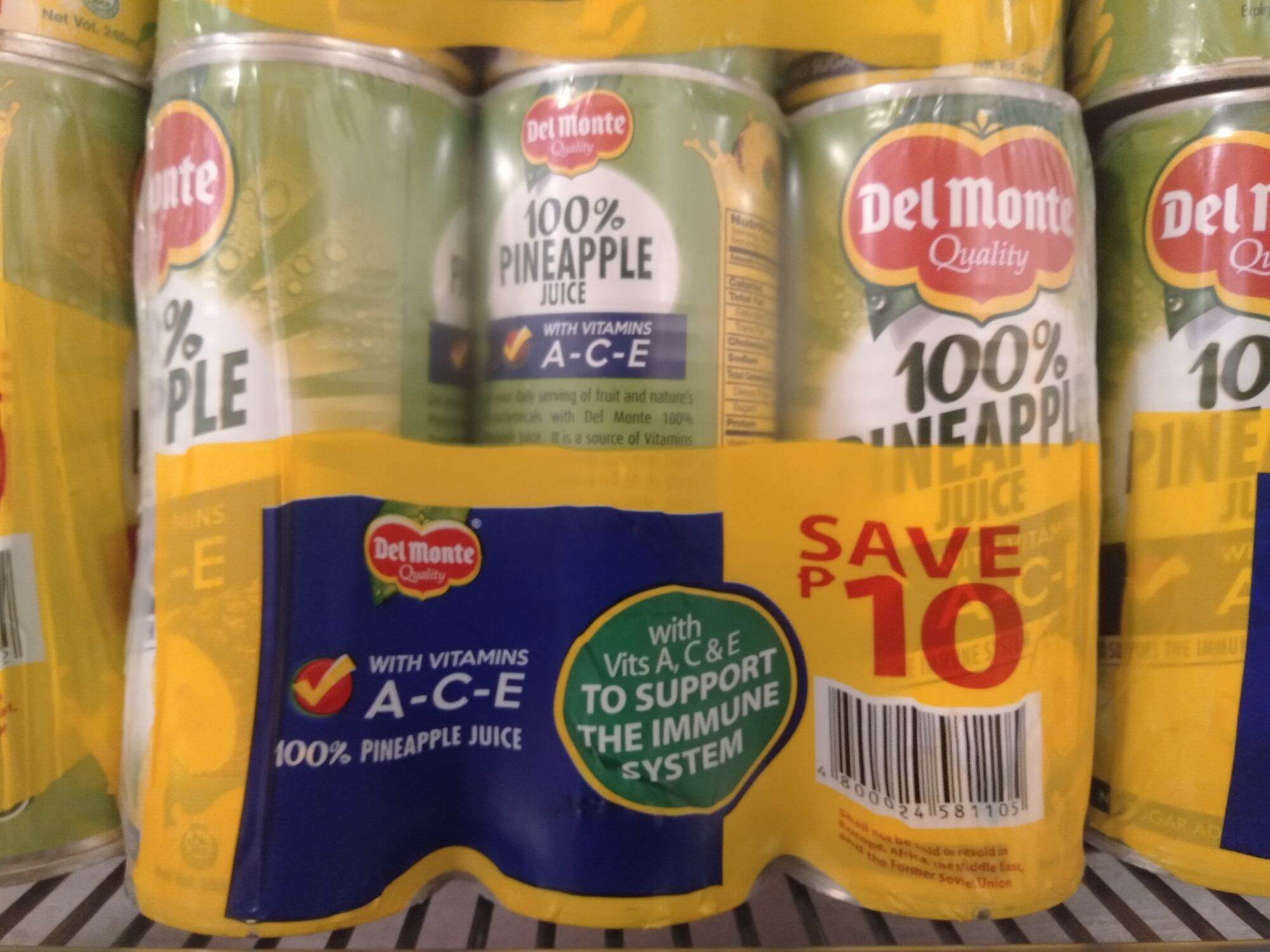 Del Monte 100% Pineapple Juice w/ Vit. ACE (6 × 240ml) | Lazada PH