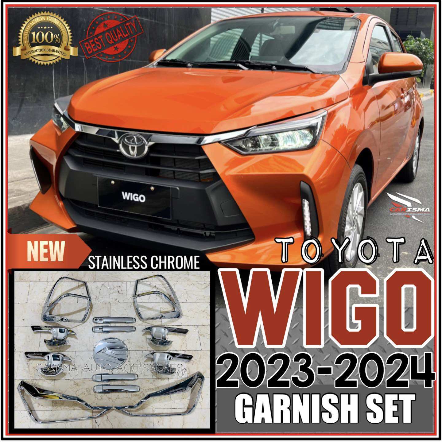 ALL NEW TOYOTA WIGO 2023 2024 GARNISH SET CHROME (wigo 2024 accessories ...