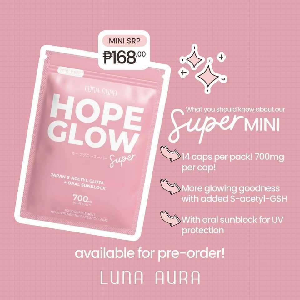 Luna Aura Hope Glow Super Biggie 60caps & Mini Trial Pack 14caps ...