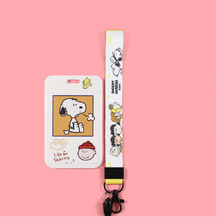 Snoopy ID Card Holder Keychain Cartoon Charlie Couple Cute Girl Campus ...