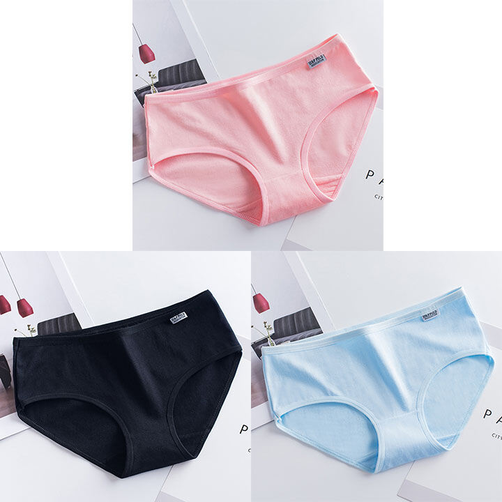 3 Solid Color Women's Underwear Pure Cotton Lower Waist Level Simple ...