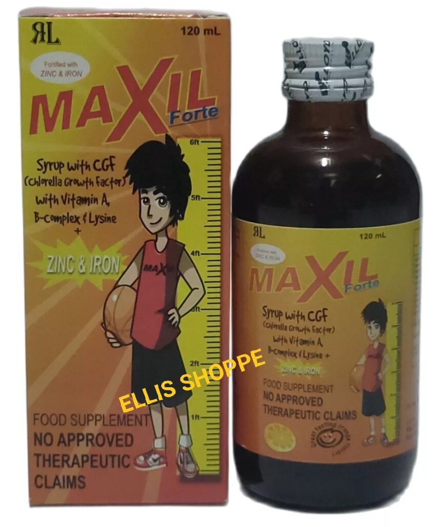 MAXIL Forte Syrup w/CGF, Zinc, Iron & Lysine (1-9yrs old) Food ...