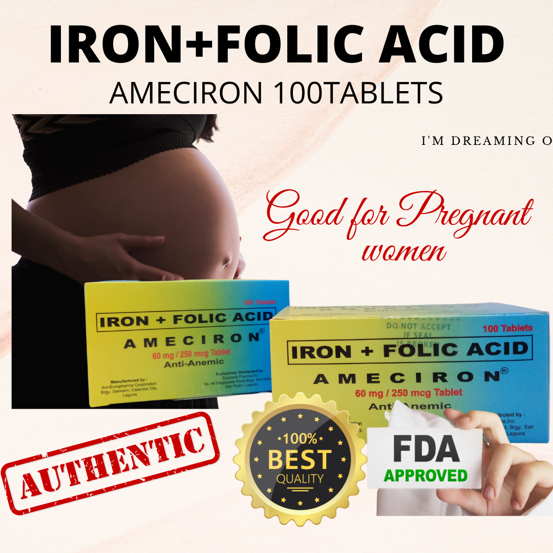 IRON+FOLIC (Ameciron) 60mg/250mcg 100tablets | Lazada PH
