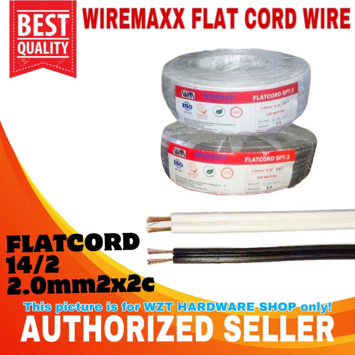 WIREMAX FLAT CORD WIRE BLACK & WHITE 150 METERS 1ROLL 22/2-18/2-16/2-14 ...