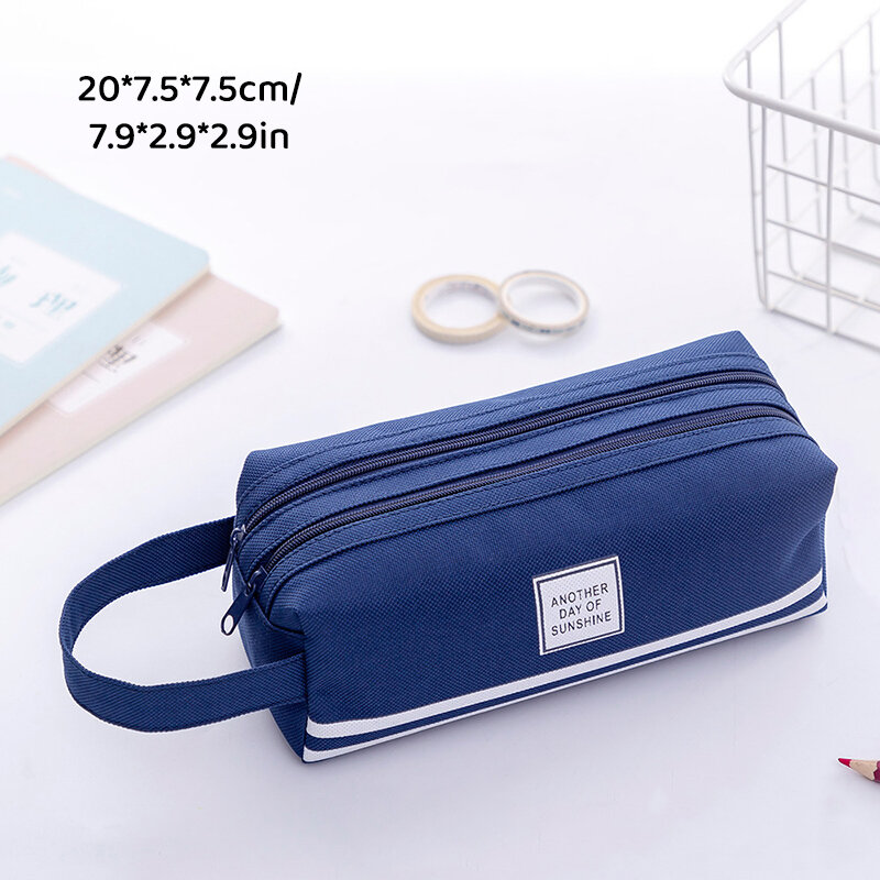 Large capacity pencil case with double pull-out pencil case portable ...