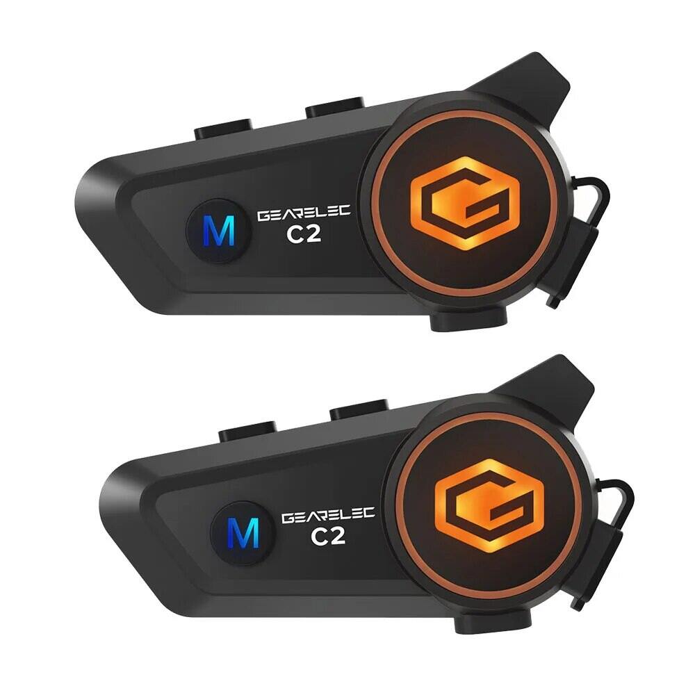 GEARELEC C2 Motorcycle Helmet 5.3 Bluetooth Intercom Headset 50m 2 ...
