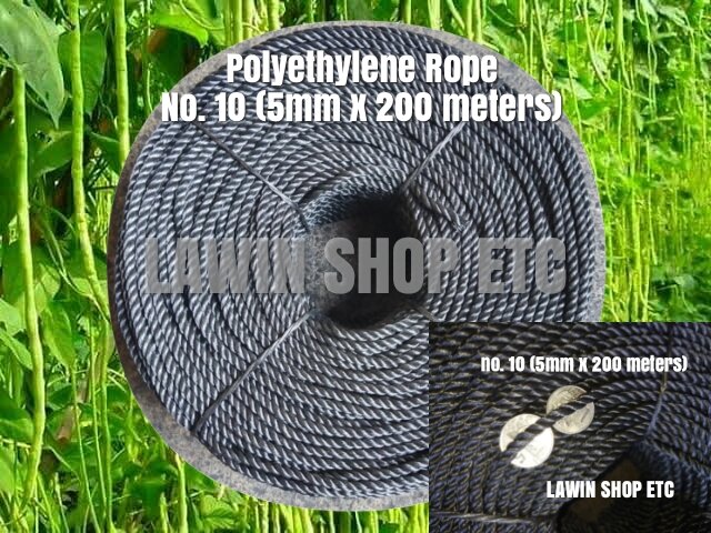 PE NYLON Rope #10 (5mm x 200 meters) Black/Orange/Green Polyethylene Rope / Tali / Lubid / Pisi ...