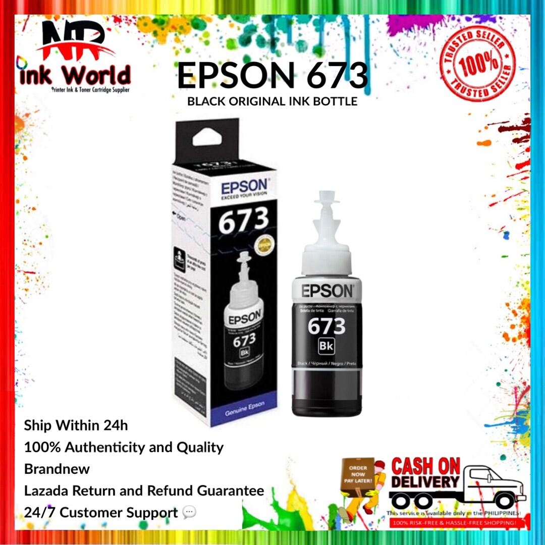 Epson 673 Black Original Ink Bottle 70-ml (T673) | Lazada PH