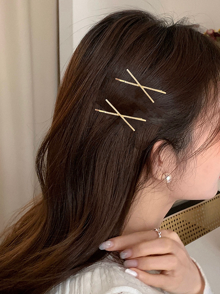 South Korea Exquisite Hairpin Female Cross Word Clip Fancy Pearl Side ...