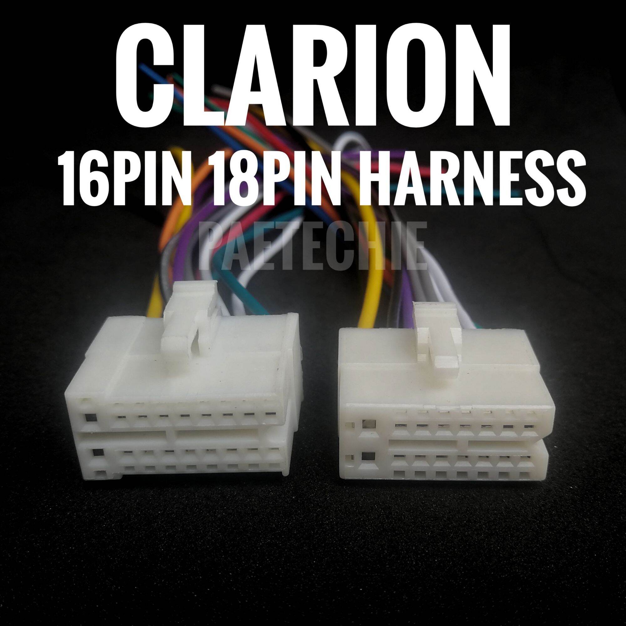 Clarion AddZest 16pin 18pin Head Unit Wiring Harness Adapter Car Stereo ...