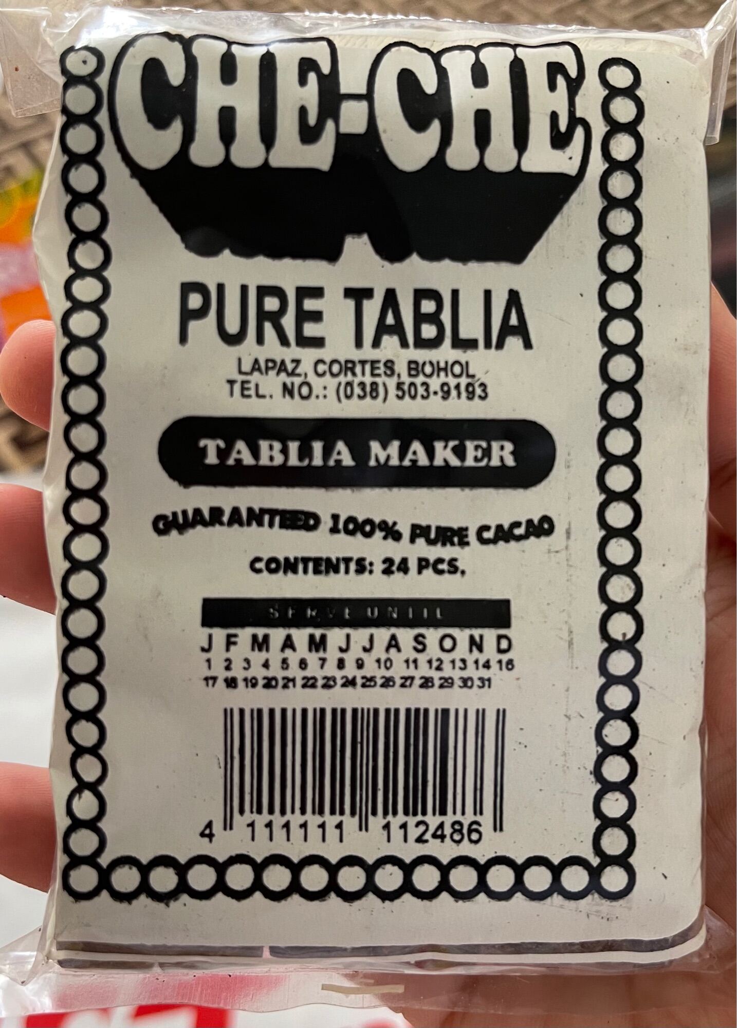 Che-che Pure Tablia 100% Pure Cacao 24 pcs | Lazada PH