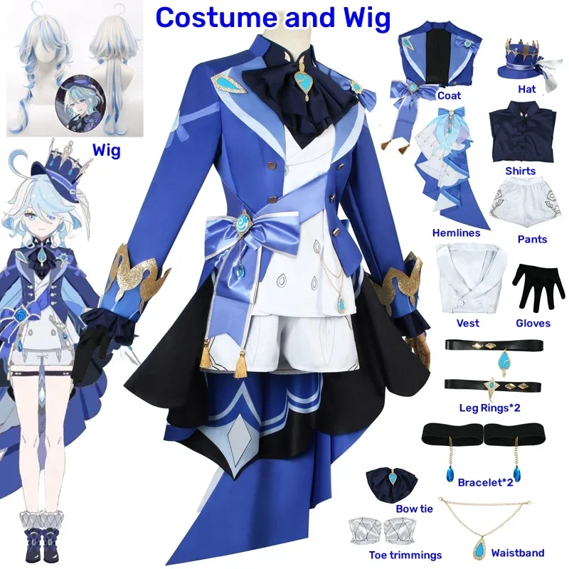 Game Impact Furina Focalors Cosplay Costume Anime Full Set With Hat ...