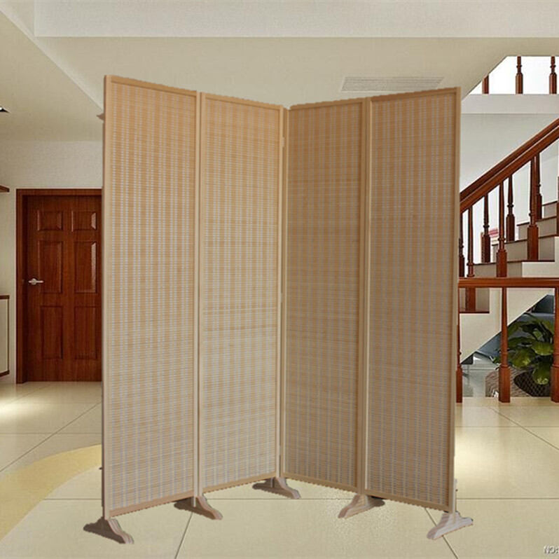 Chinese Screen Foldable Movable Home Partition Solid Wood Bamboo Rattan ...