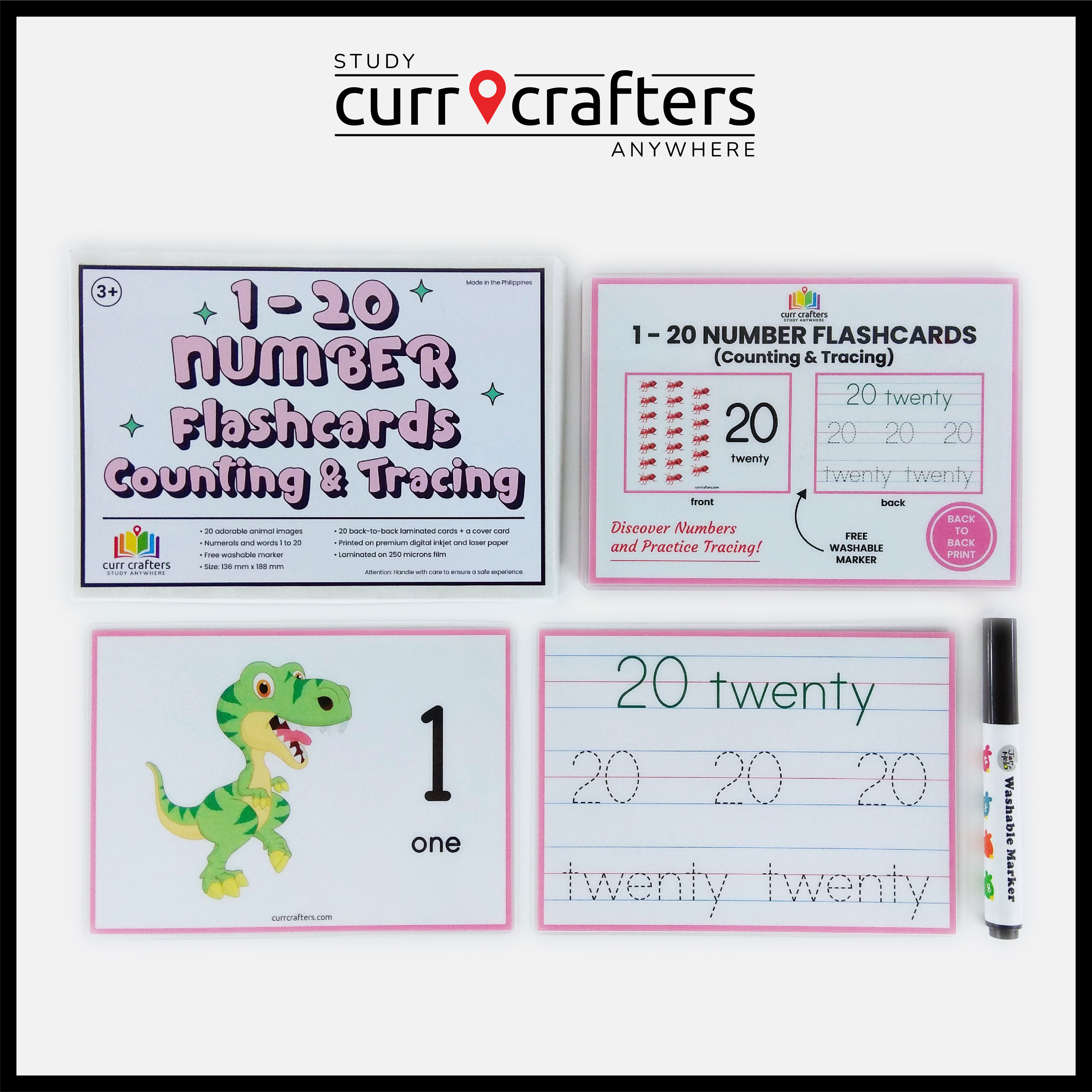 1-20 NUMBER FLASHCARDS | Mathematics, Laminated, Counting, Tracing ...