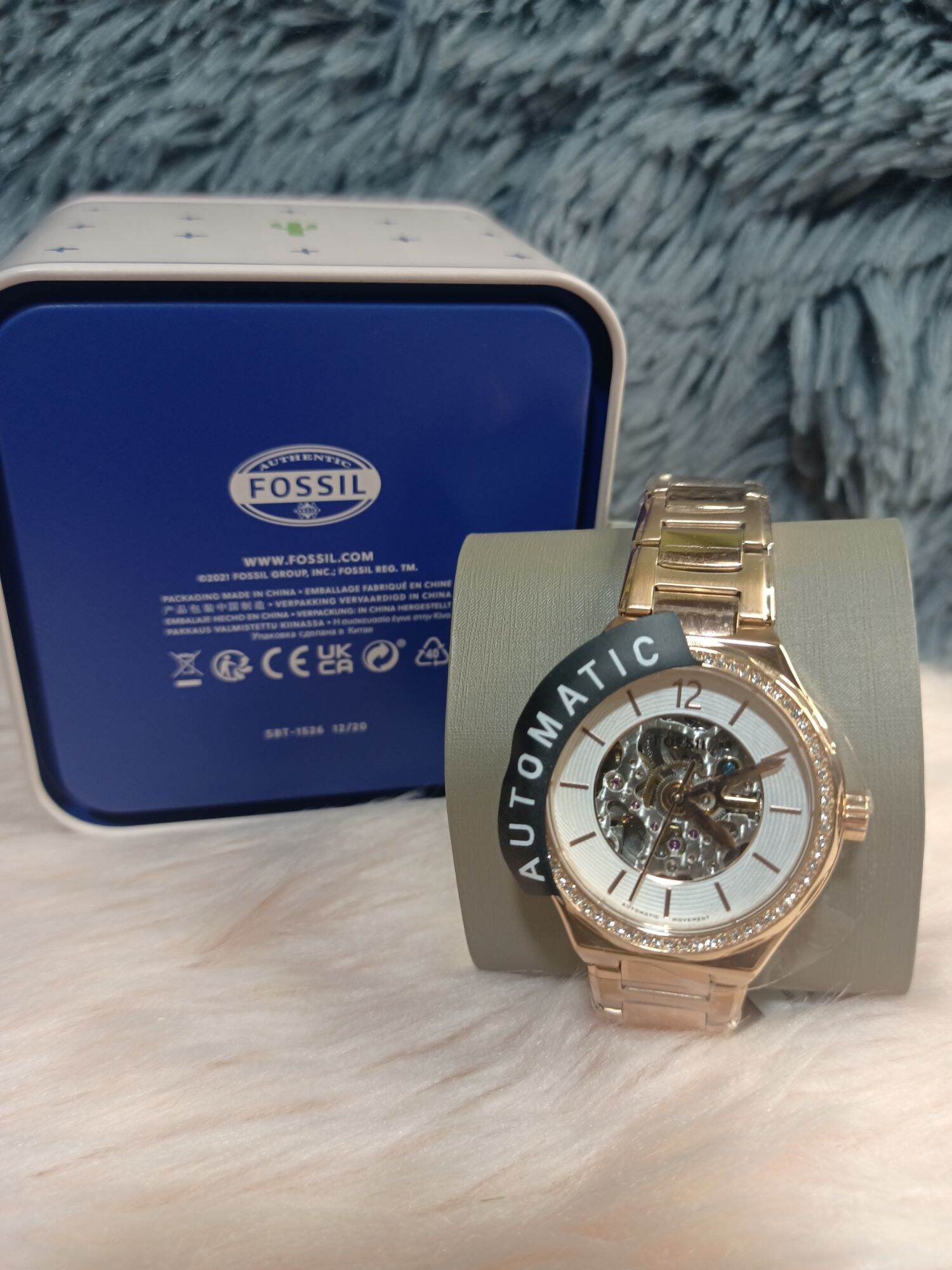 100% Original Fossil Eevie Automatic Rose Gold-Tone Stainless Steel ...