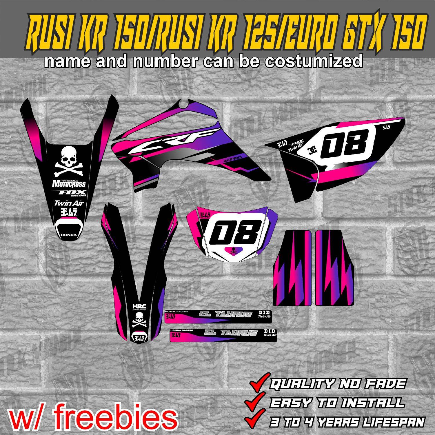 Rusi KR 150, KR 125, Euro GTX 150 decals stickers, laminated | Lazada PH