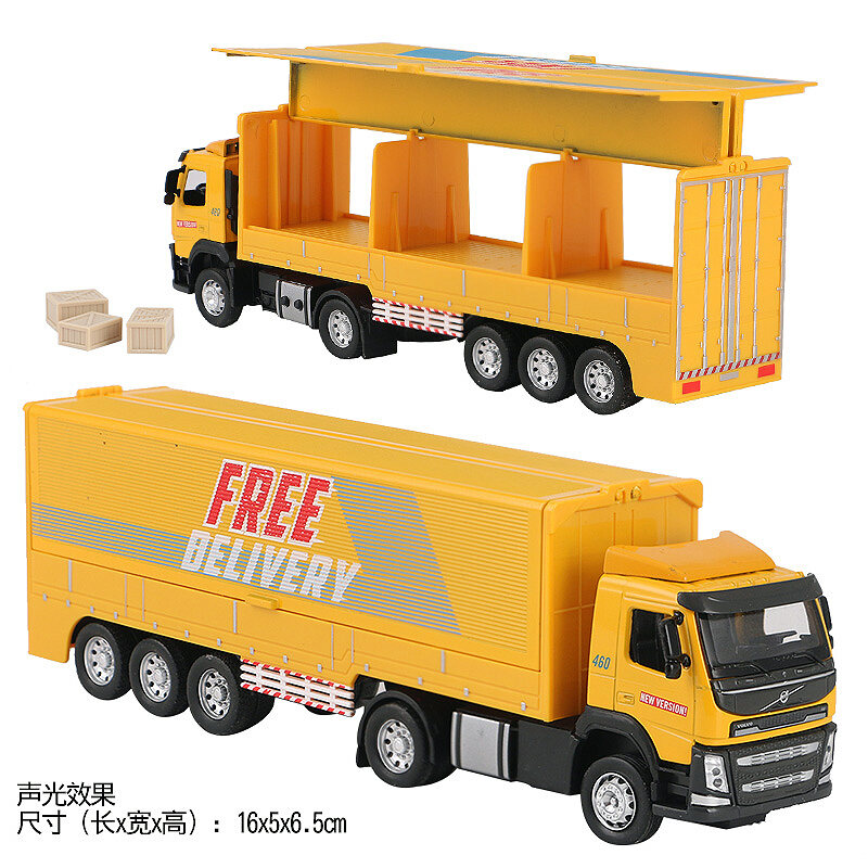 Large Alloy Truck Model Dumptruck Truck Express Container Trailer ...