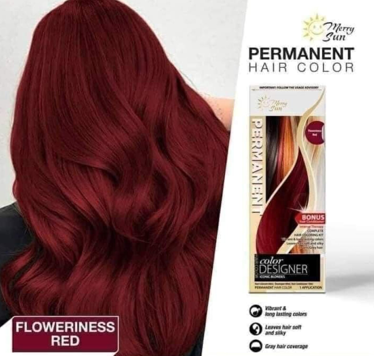 Original Merry Sun Permanent Hair Color FLOWERINESS RED | Lazada PH