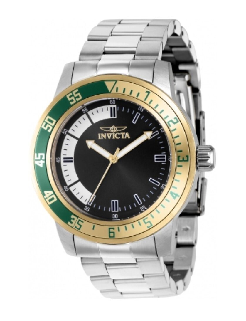Invicta Specialty Collection Stainless Steel Gold & Green Bezel Ring ...