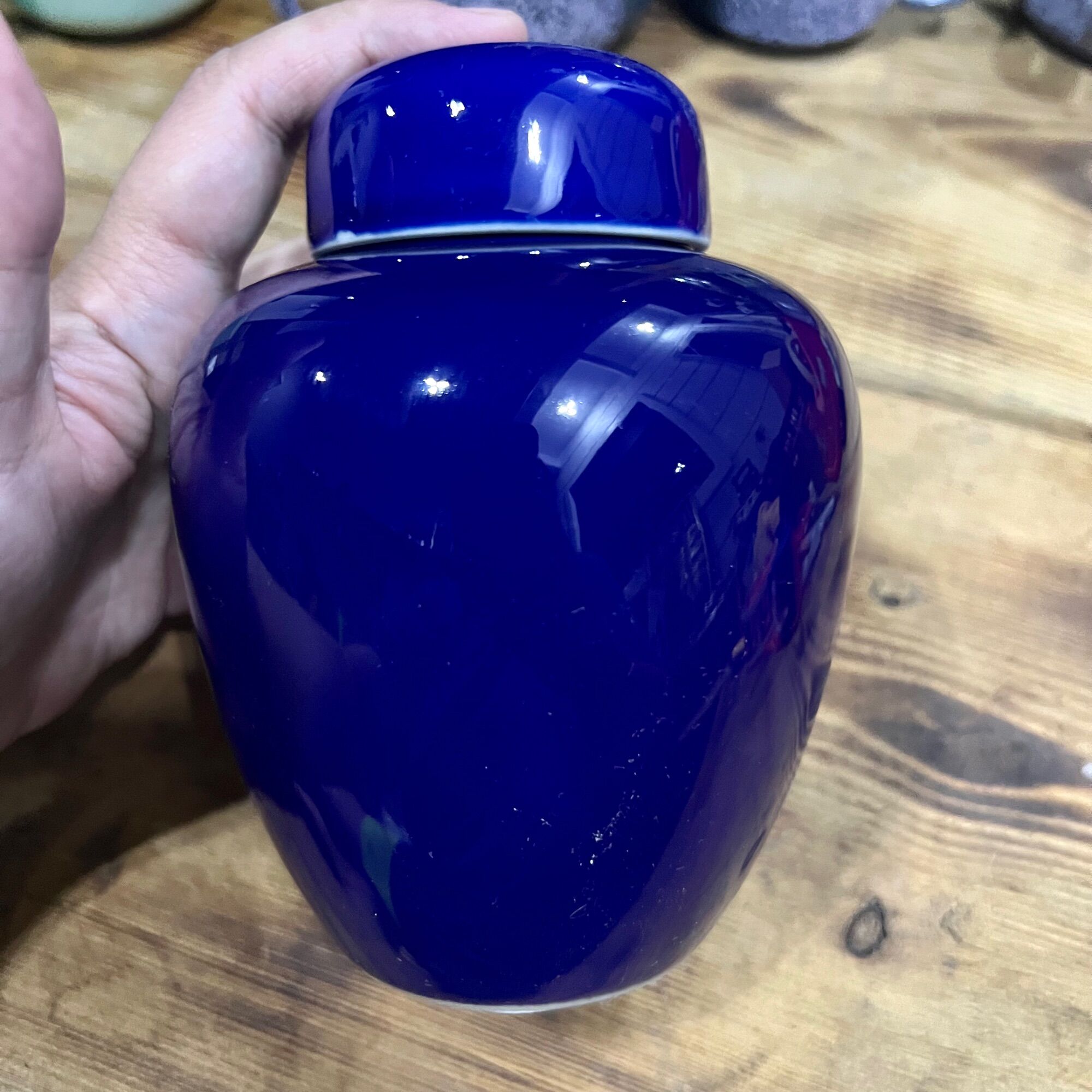 Brand New Glazed Blue Ceramic Small Display Jar with Lid - Japan ...