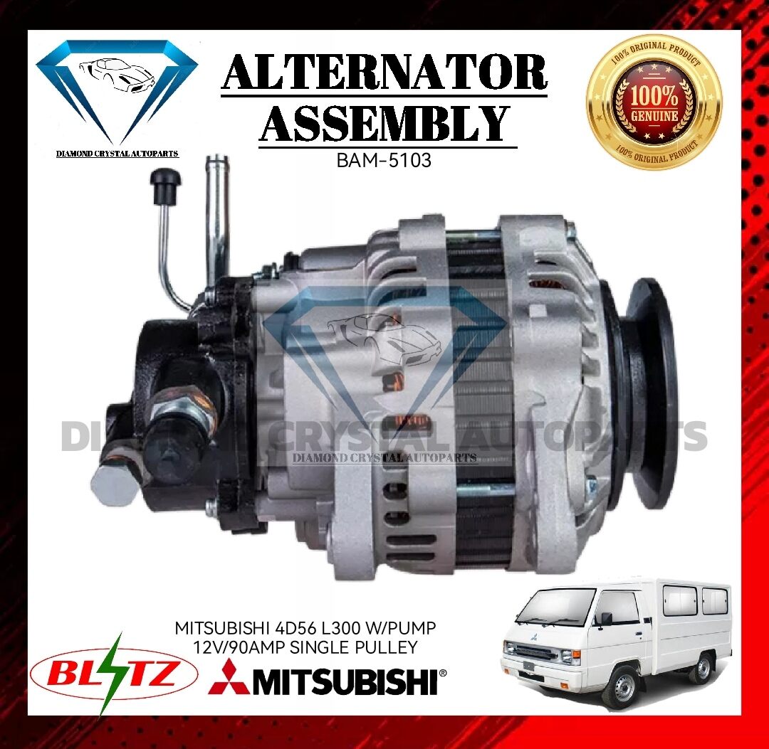 ALTERNATOR ASSEMBLY MITSUBISHI 4D56 L300 12V/90AMP SINGLE PULLEY "BLITZ ...