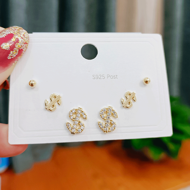 Trendy Sleepwear Friendly Pure Silver Needle Earrings Set with Multiple ...