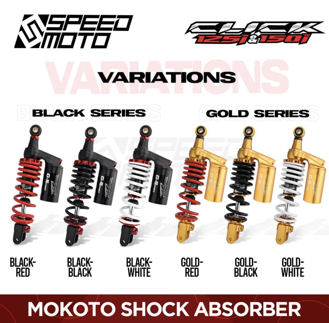 MOKOTO HONDA CLICK V1 / V2 REAR SHOCK GAS ABSORBER W/ BASO 330MM GOLD ...