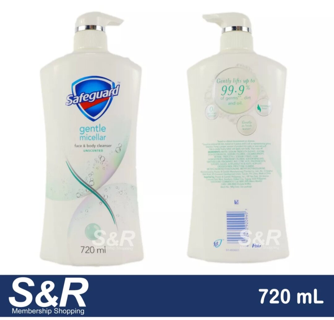 Safeguard Gentle Micellar Face and Body Cleanser Unscented 720mL ...