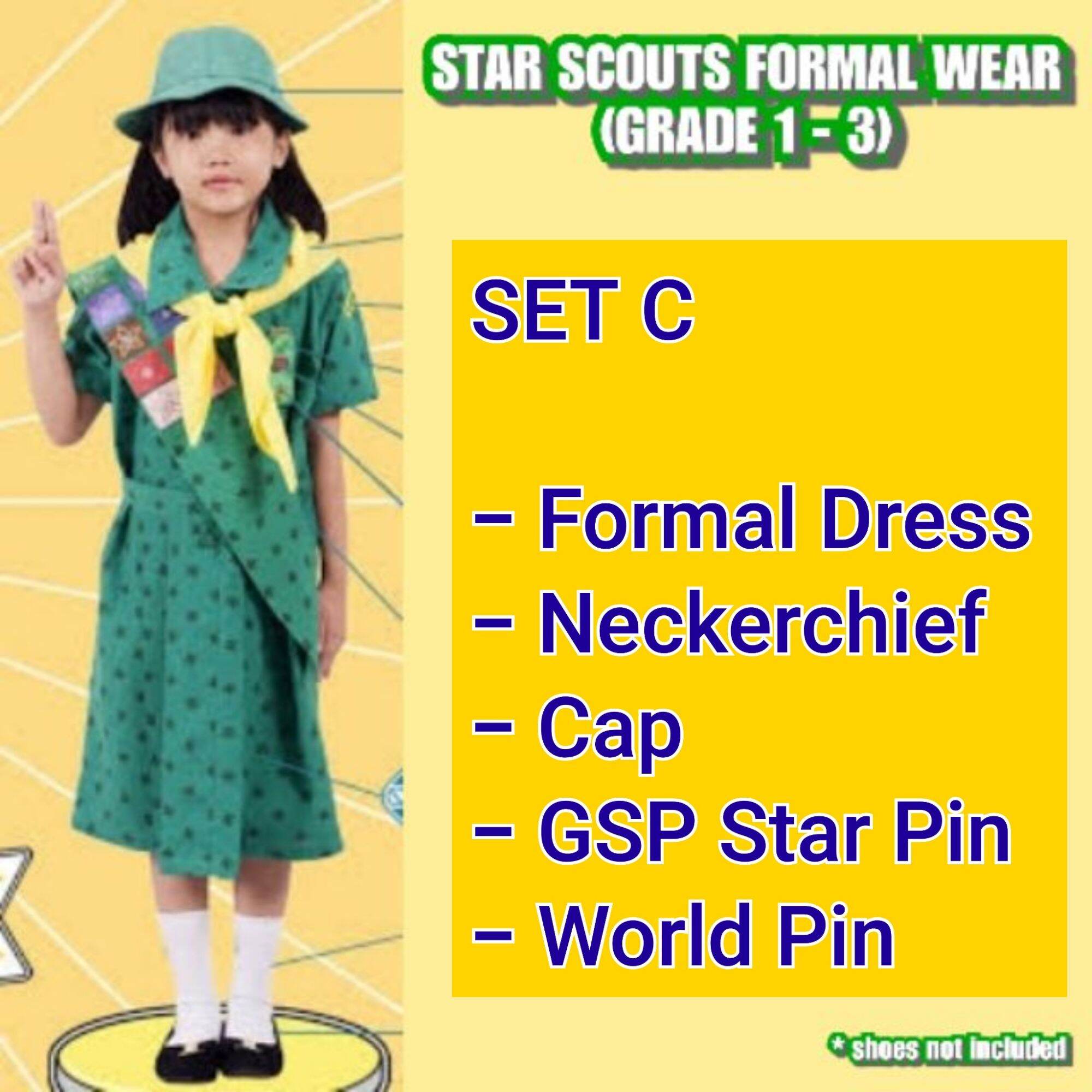 STAR SCOUT UNIFORM SET/GRADE 1 TO 3/GIRL SCOUT/TYPE A/FORMAL DRESS SET ...